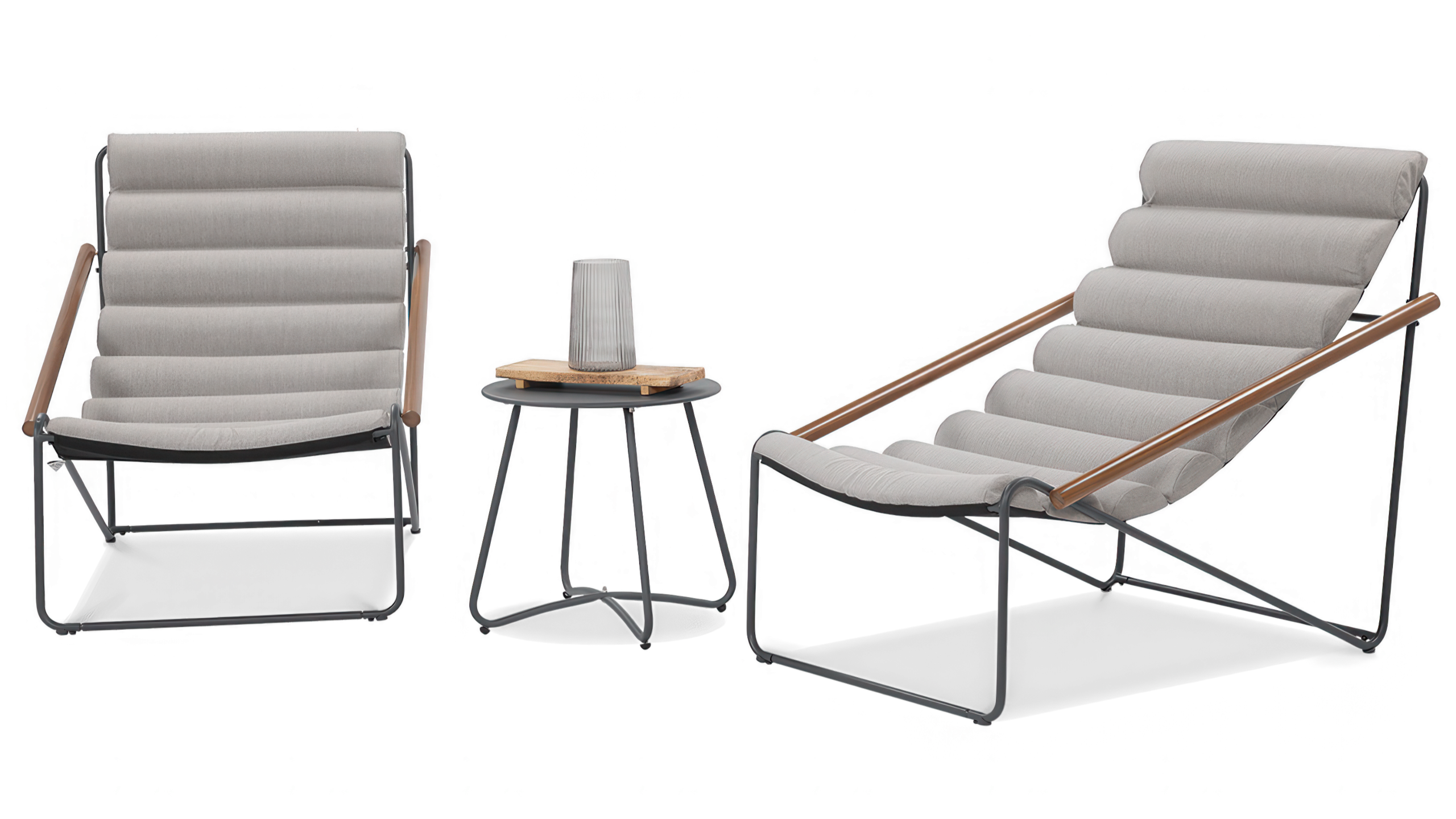 Meble balkonowe ART dwa fotele i stolik jasno szare - Focus Garden