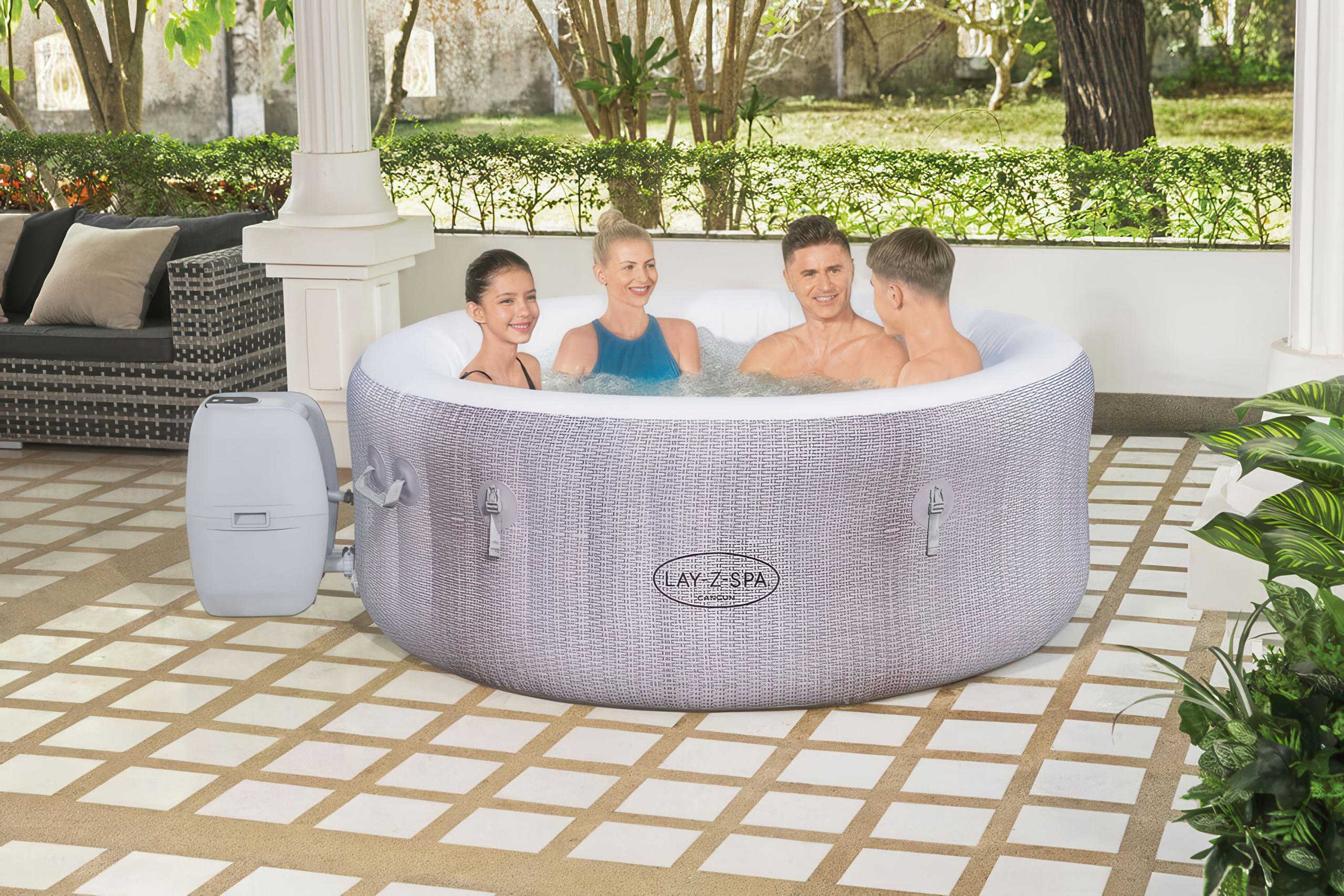 Jacuzzi ogrodowe CANCUN, dmuchane 4-osobowe - Bestway