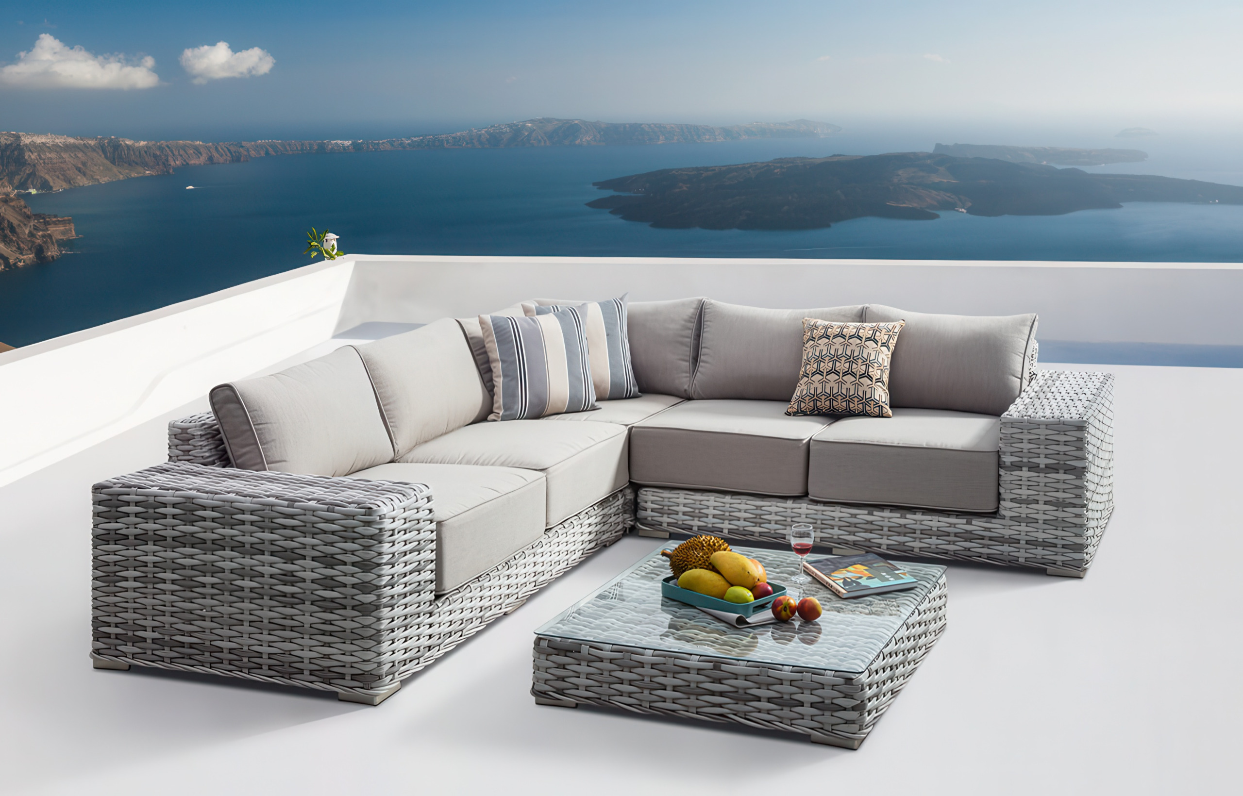 Narożnik tarasowy Vega Caffe Light Grey - Focusgarden