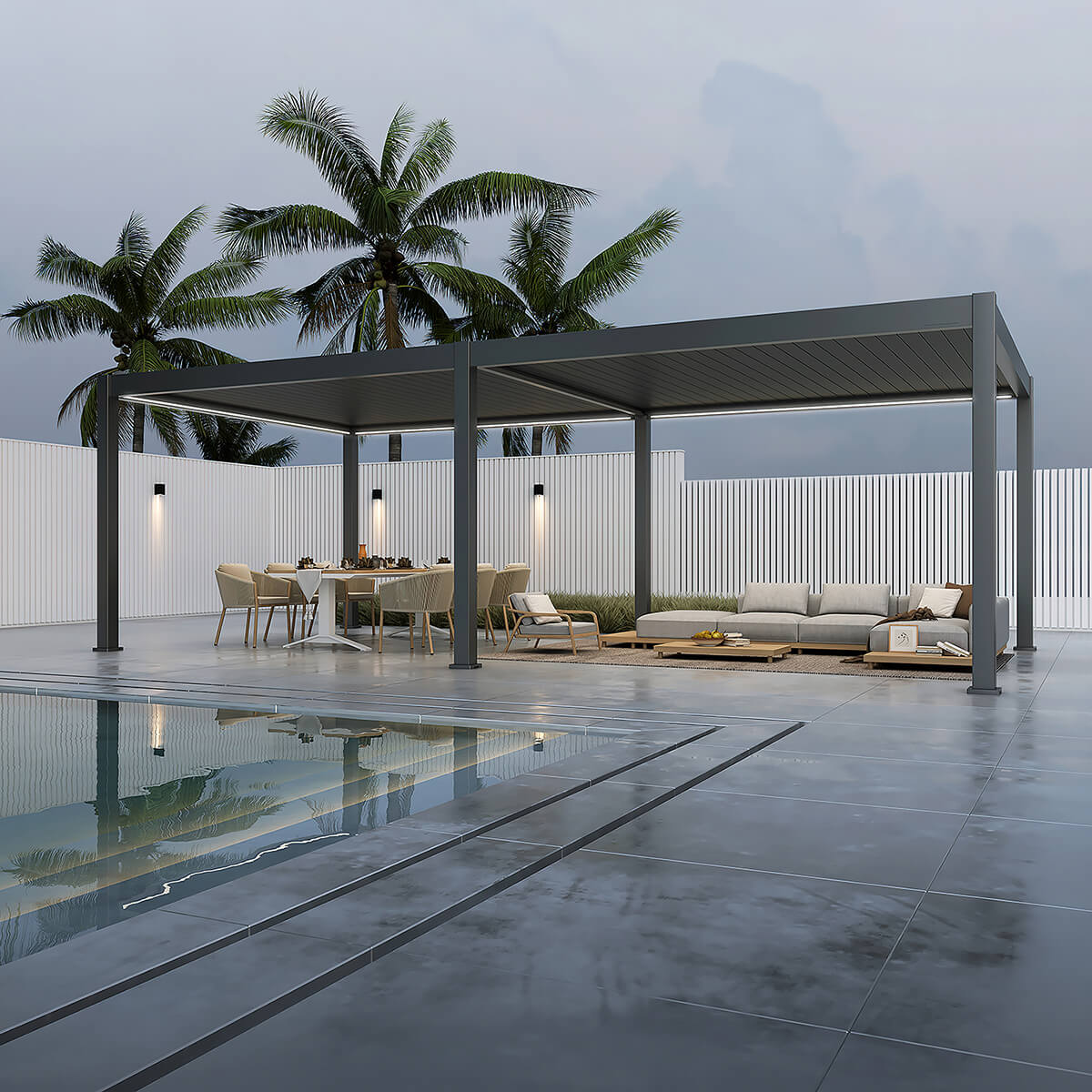 Pergola elektryczna 4x8 Gutroof DELUXE PRO LED Anthracite